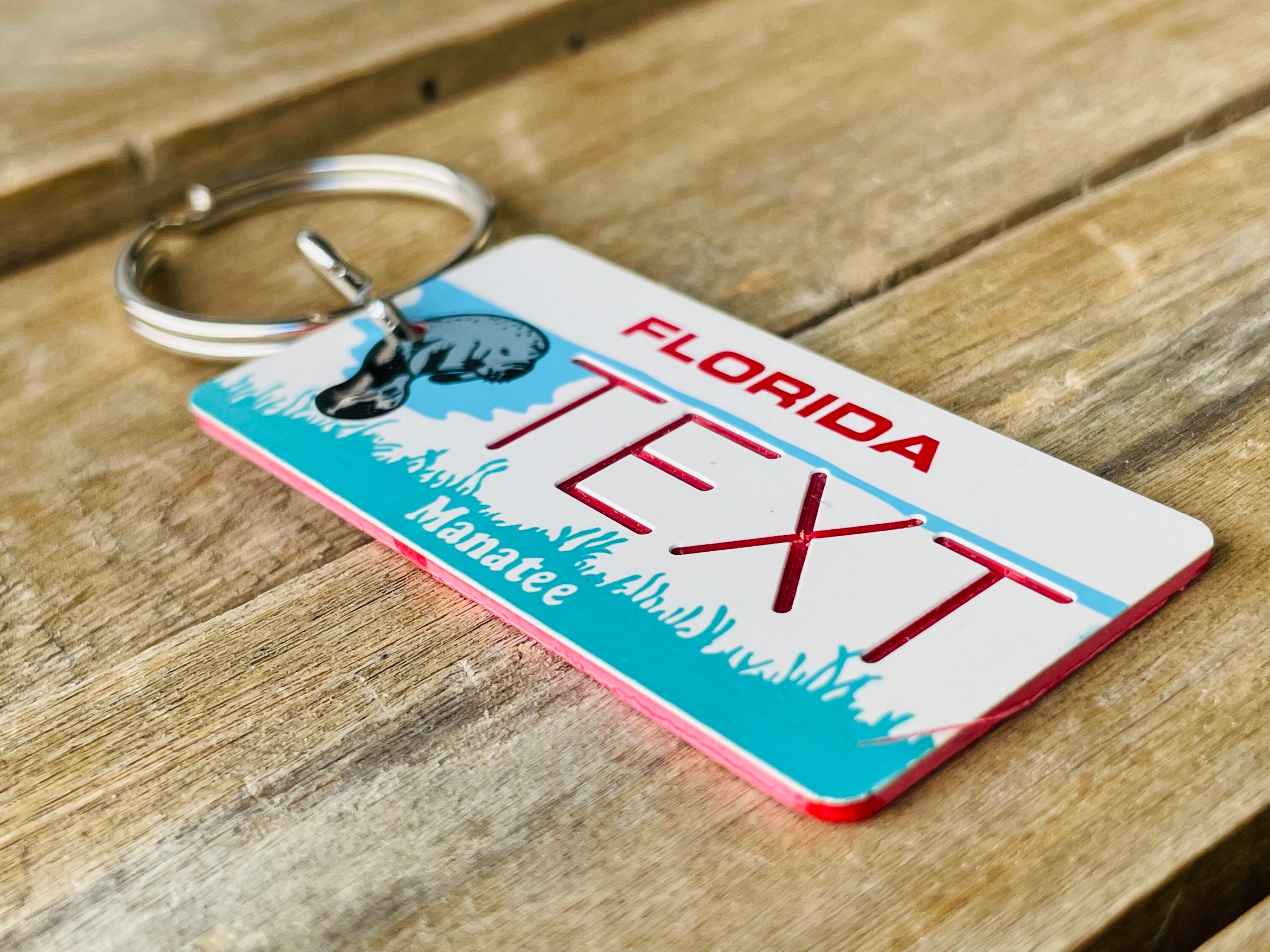 Personalized Engraved Florida Manatee License Plate Replica Keychain ...
