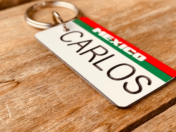 Personalized Engraved Mexico Keychain Key Ring Key Tag | Etsy