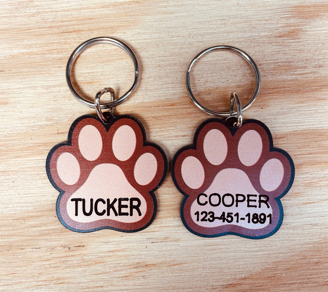 Custom Engraved Paw Keychain - Personalized Pet Name Keychain - Etsy