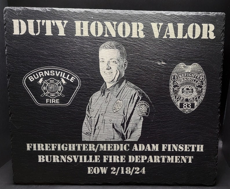 Custom Firefighter Designed Laser Engraved Slate 12x10 Memorial Plaque ...