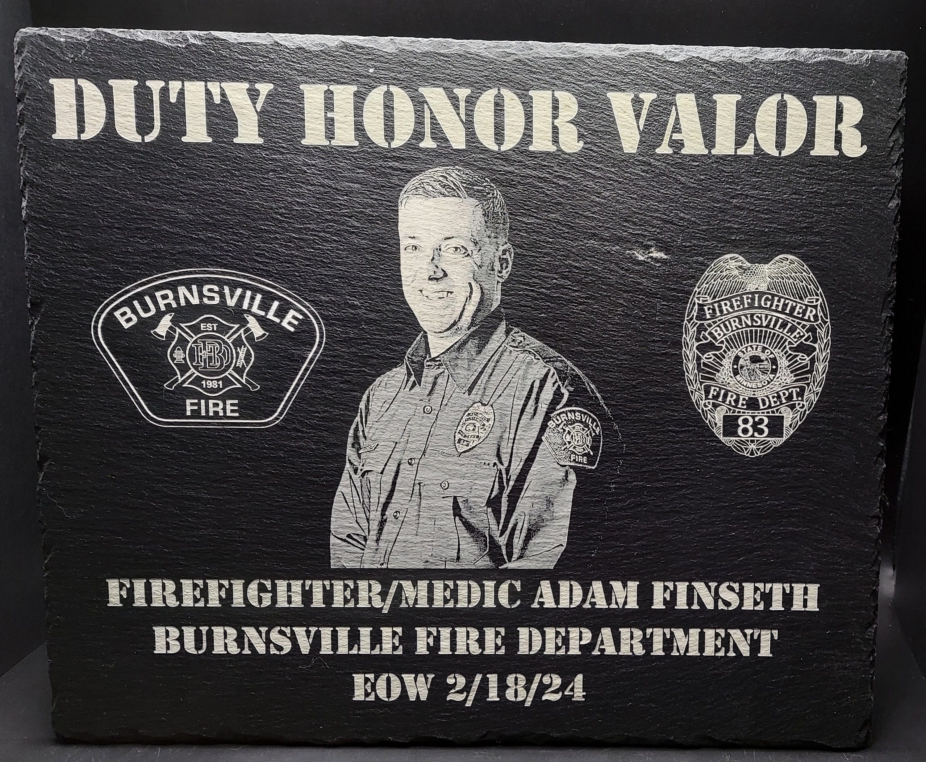 Custom Firefighter Designed Laser Engraved Slate 12x10 Memorial Plaque ...