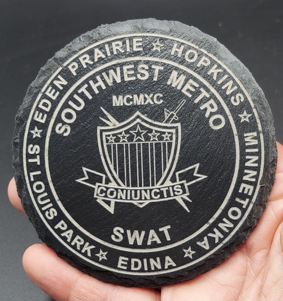 Custom Police Officer Law Enforcement Laser Engraved Slate Round ...
