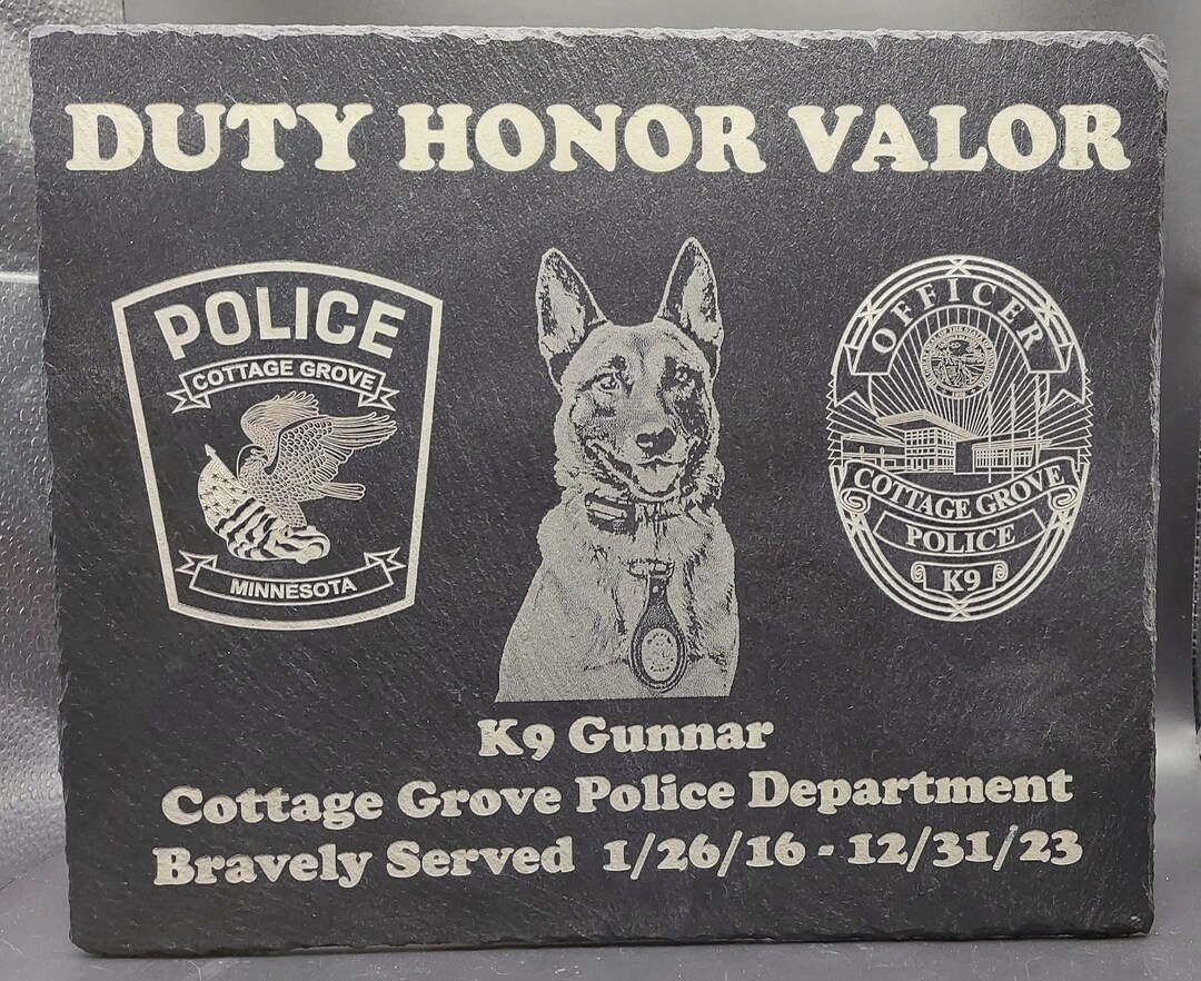 Custom Designed Law Enforcement K9 Laser Engraved Slate 12x10 Memorial ...