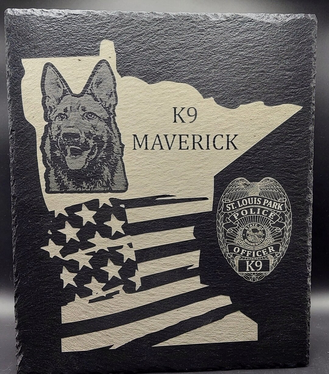 Custom Police K9 Law Enforcement Laser Engraved Slate 12x10 Plaque ...