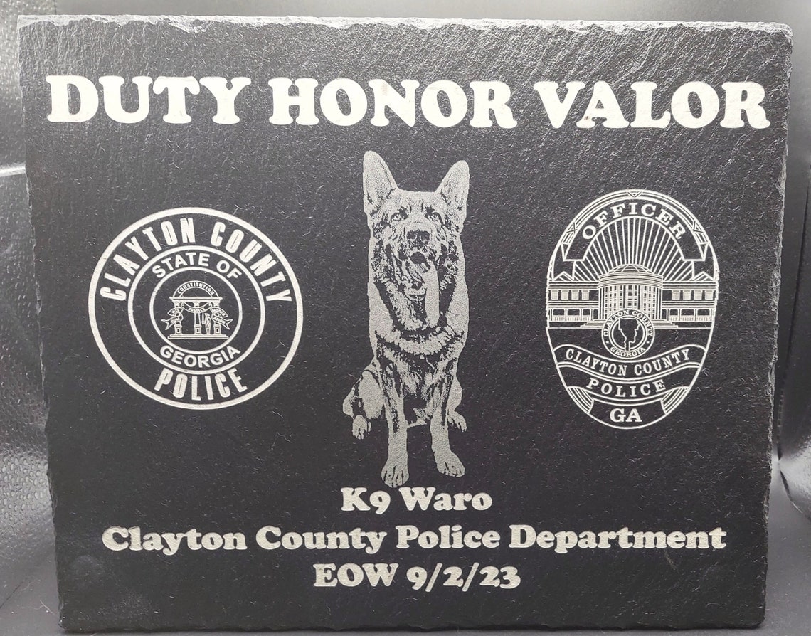 Custom Designed Law Enforcement K9 Laser Engraved Slate 12x10 Memorial ...