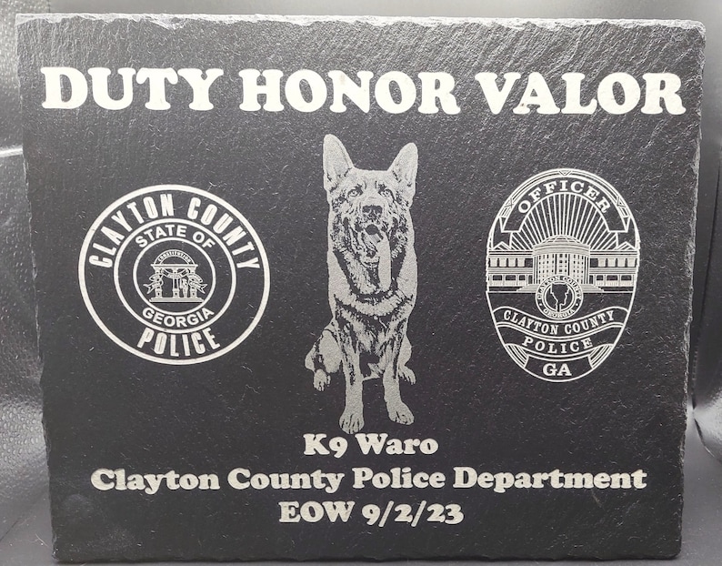 Custom Designed Law Enforcement K9 Laser Engraved Slate 12x10 Memorial ...