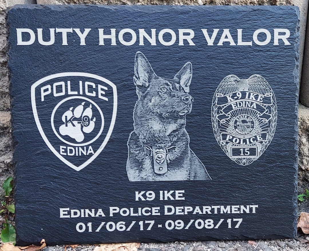 Custom Designed Law Enforcement K9 Laser Engraved Slate 12x10 Memorial ...