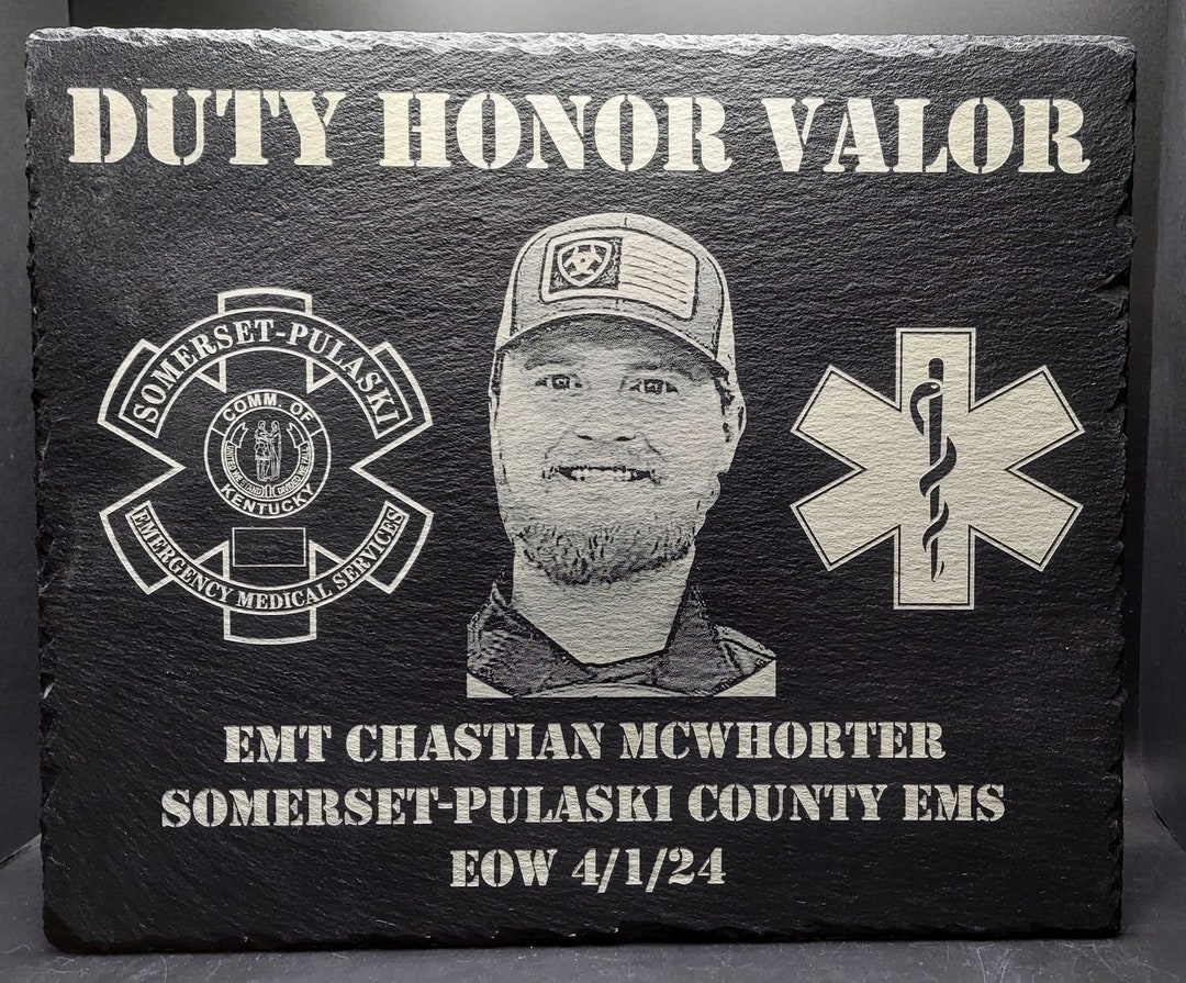 Custom Paramedic / EMT Designed Laser Engraved Slate 12x10 Memorial ...