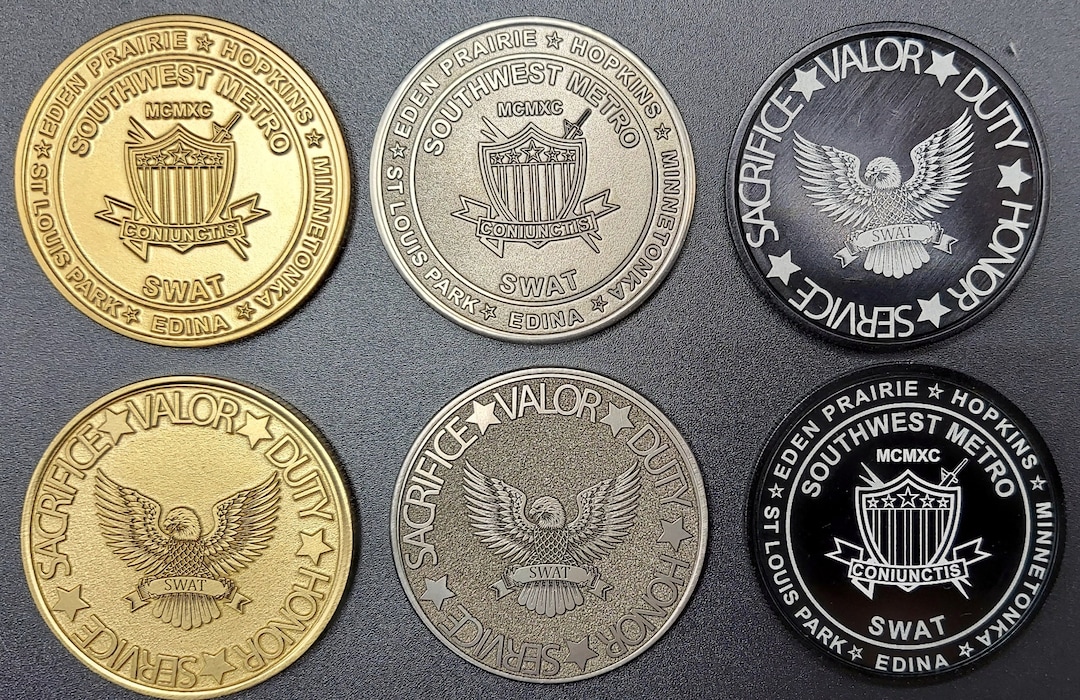 Custom Laser Engraved Brass / Stainless Steel Challenge Coin - Police ...