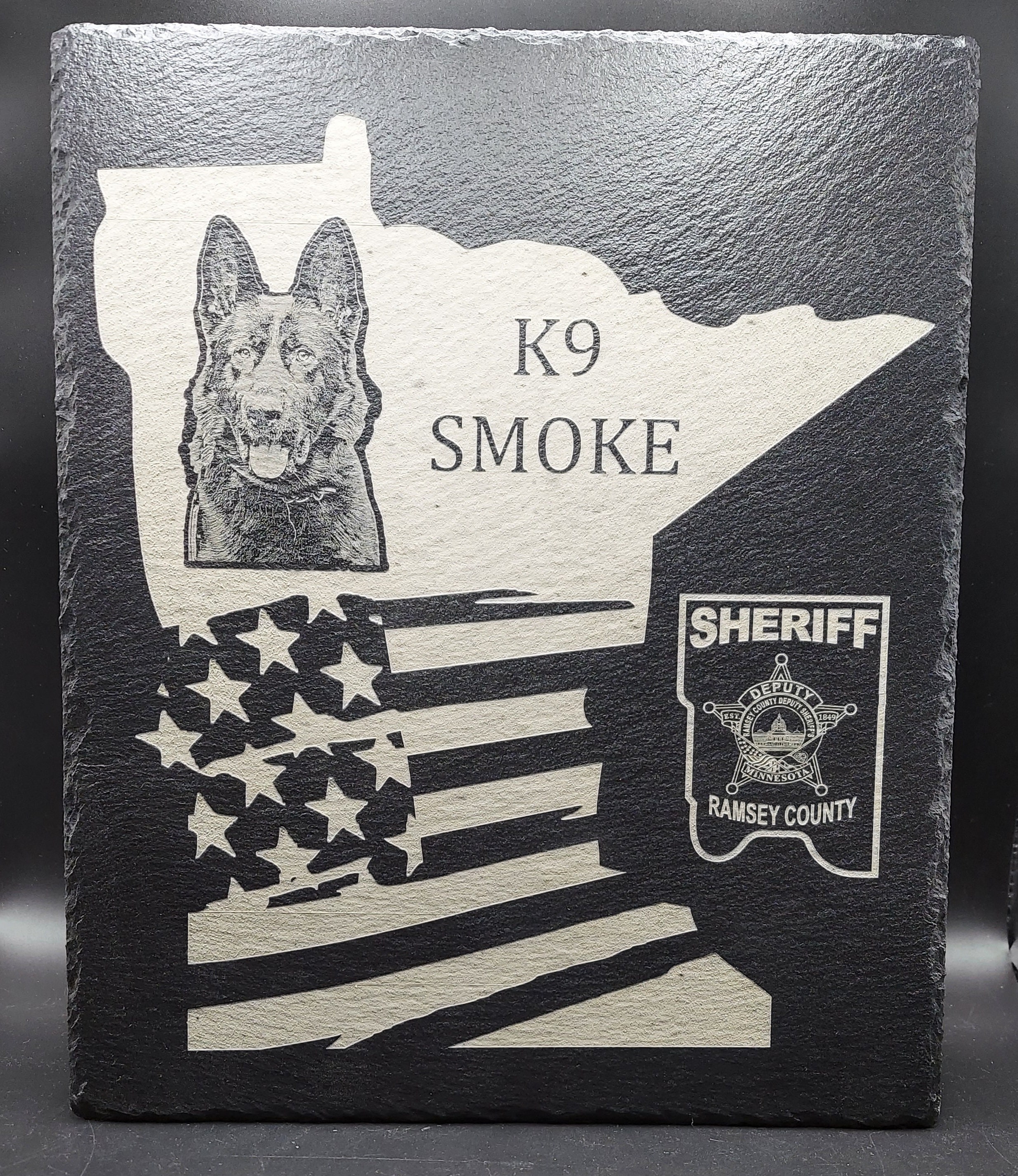 Custom Police K9 Law Enforcement Laser Engraved Slate 12x10 Plaque ...