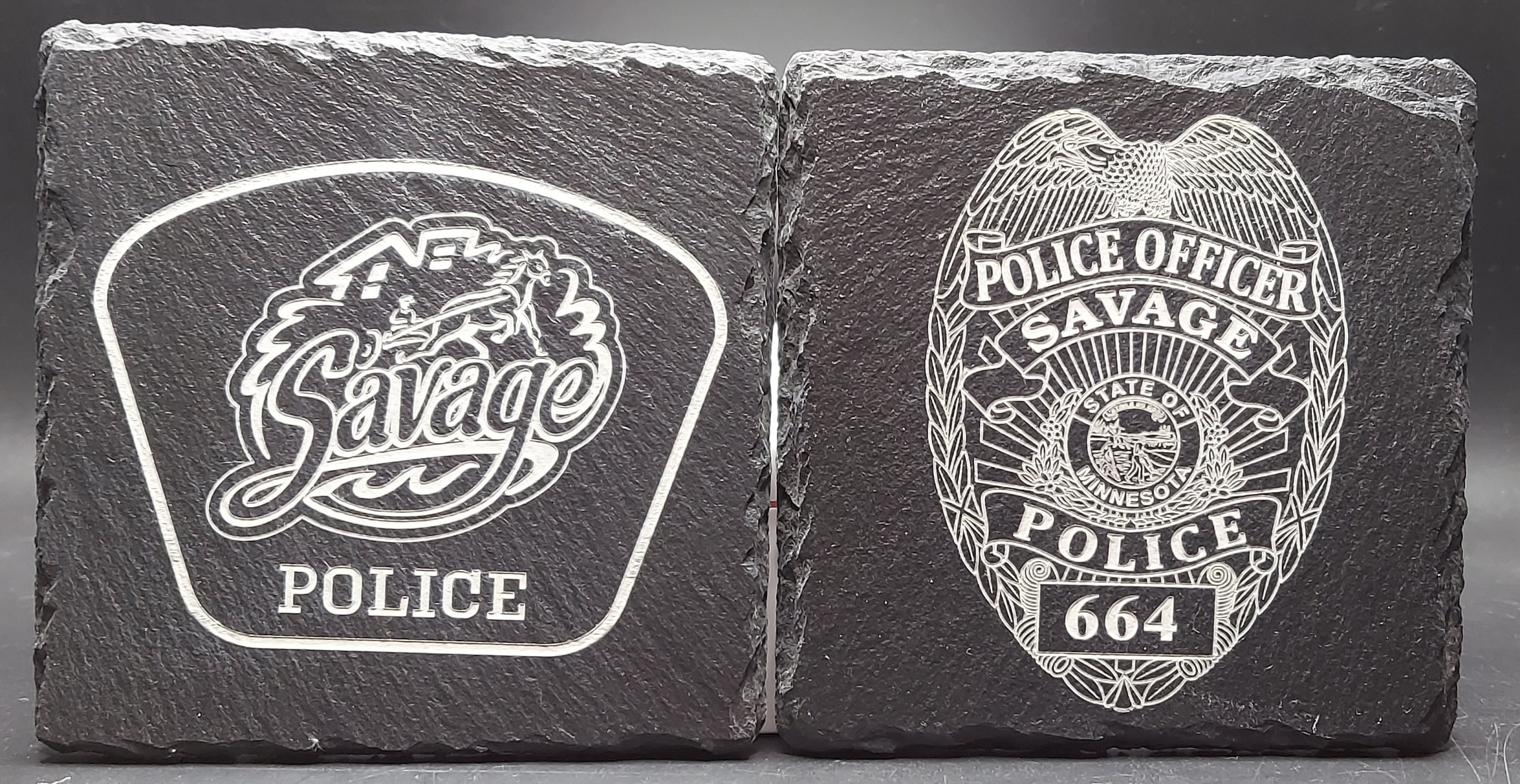 Custom Police Officer Law Enforcement Laser Engraved Slate Coaster Set ...