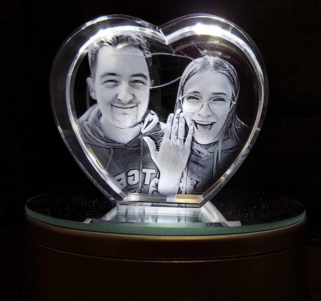Heart Shaped 3D Crystal Engraved Photo | Personalized & Custom Heart ...