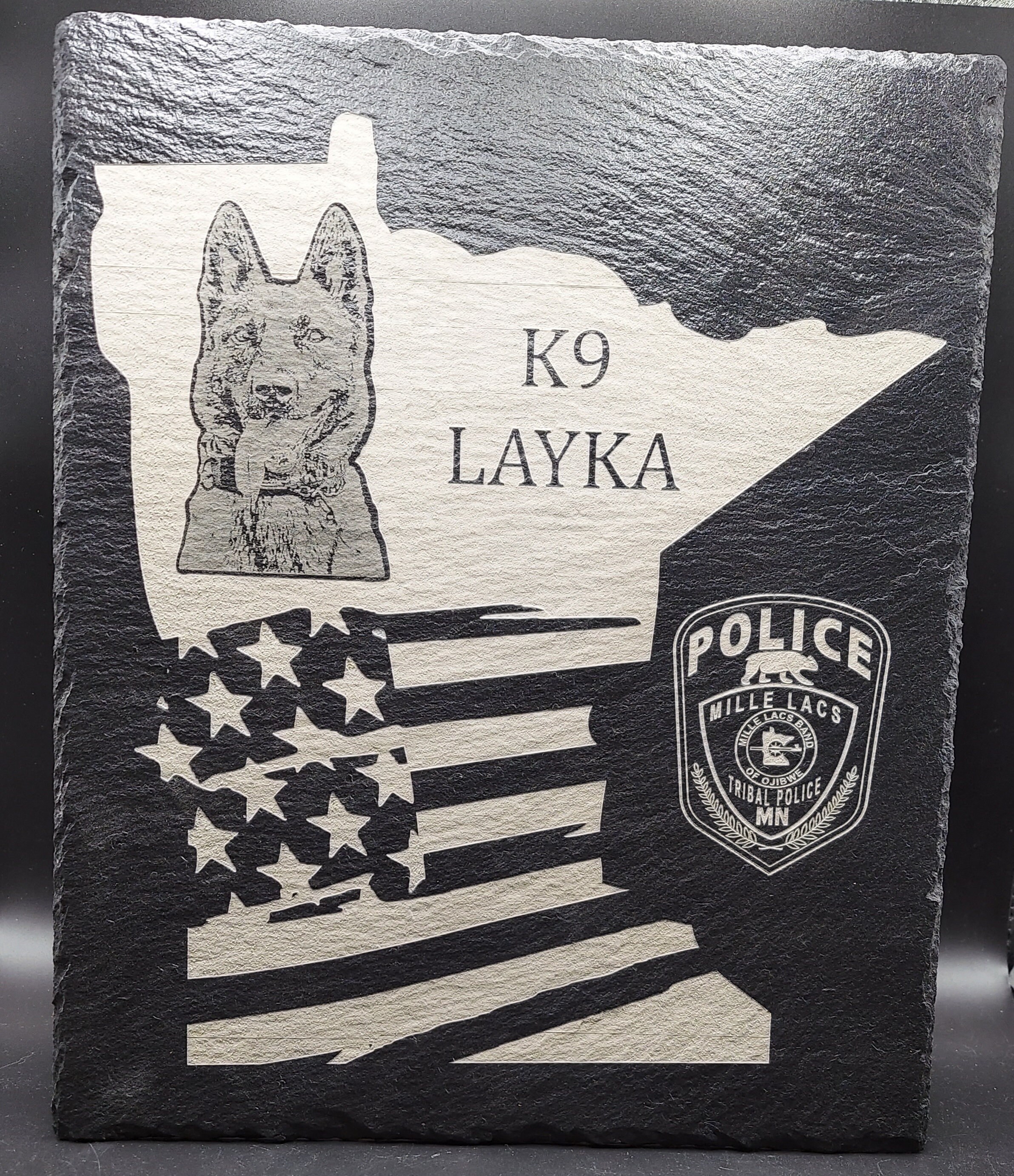 Custom Police K9 Law Enforcement Laser Engraved Slate 12x10 Plaque ...