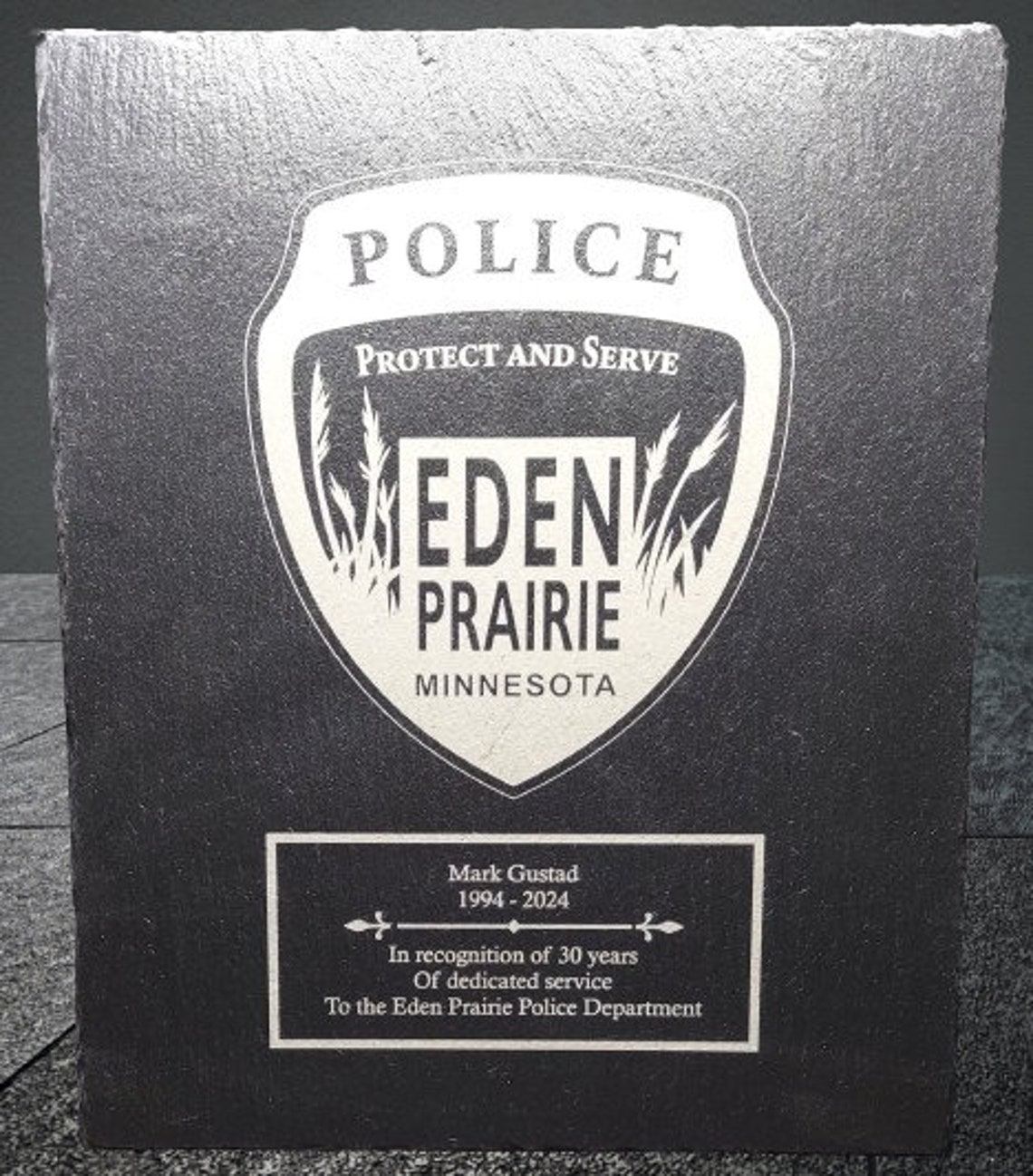Custom Police Officer or K9 Designed Laser Engraved Slate Retirement ...