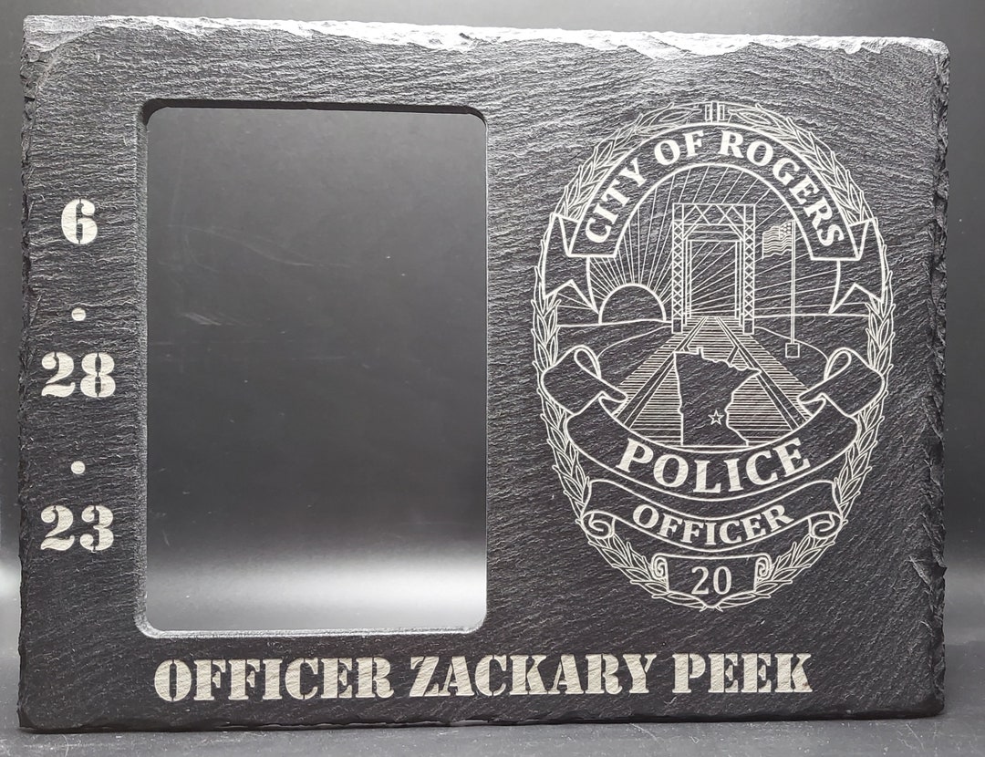 Custom Police Officer Designed Laser Engraved Slate Frame - Holds a 3 ...