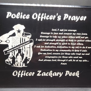 Custom Laser Engraved Police Officer's Prayer Black Acrylic Photo ...