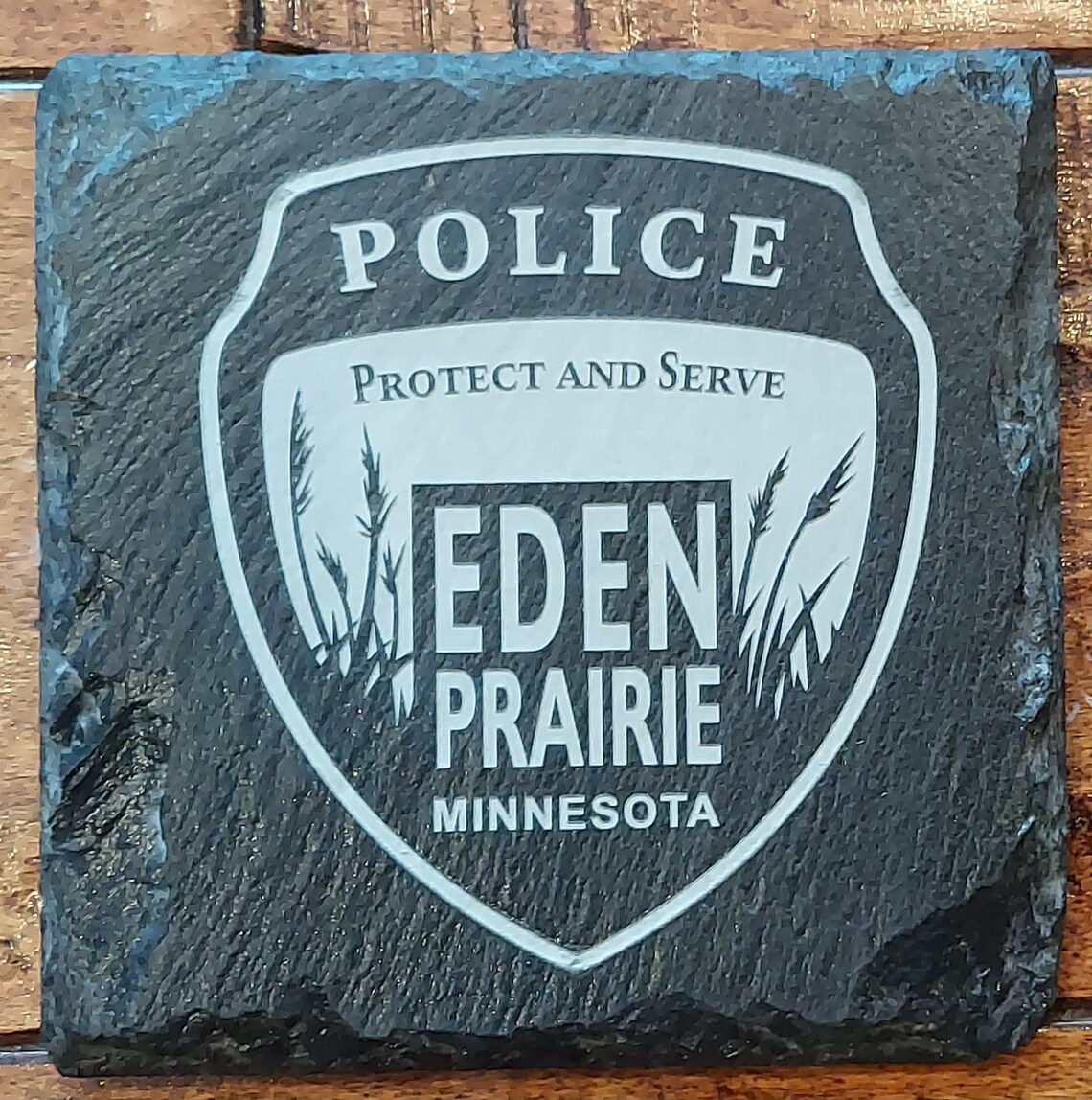 Custom Police Officer Law Enforcement Laser Engraved Slate Coaster Set ...