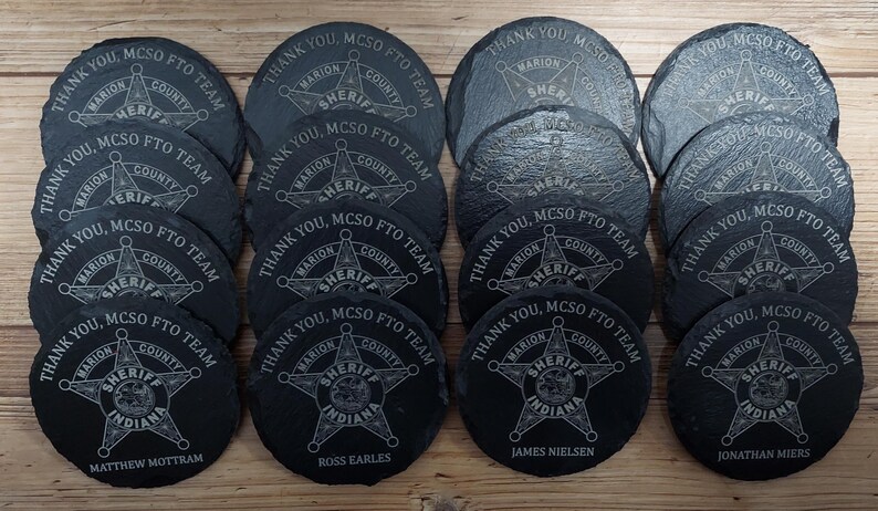 Custom Police Officer Law Enforcement Laser Engraved Slate Round ...