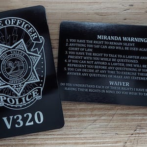 Metal Miranda Warning Cards for Law Enforcement - Laser Engraved ...
