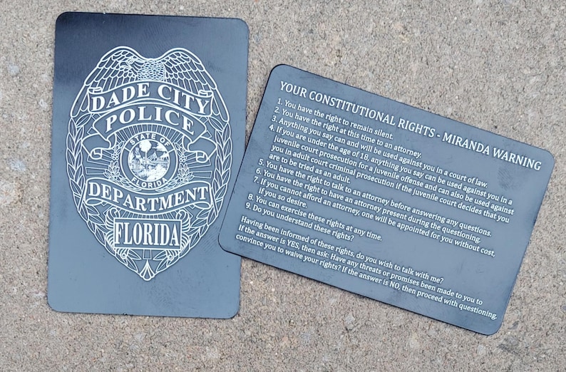 Metal Miranda Warning Cards for Law Enforcement - Laser Engraved ...
