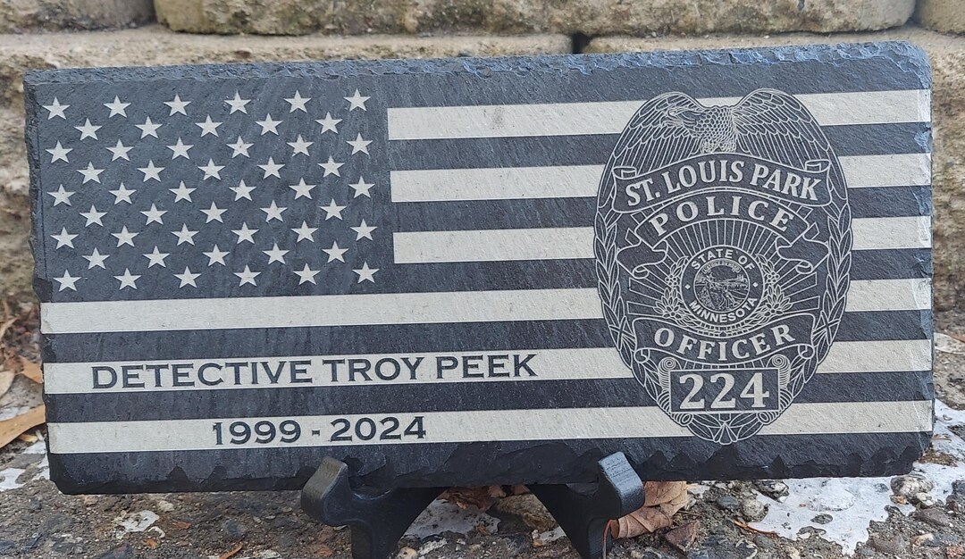 Custom Laser Engraved Slate Plaque - American Flag - Police, Deputy ...