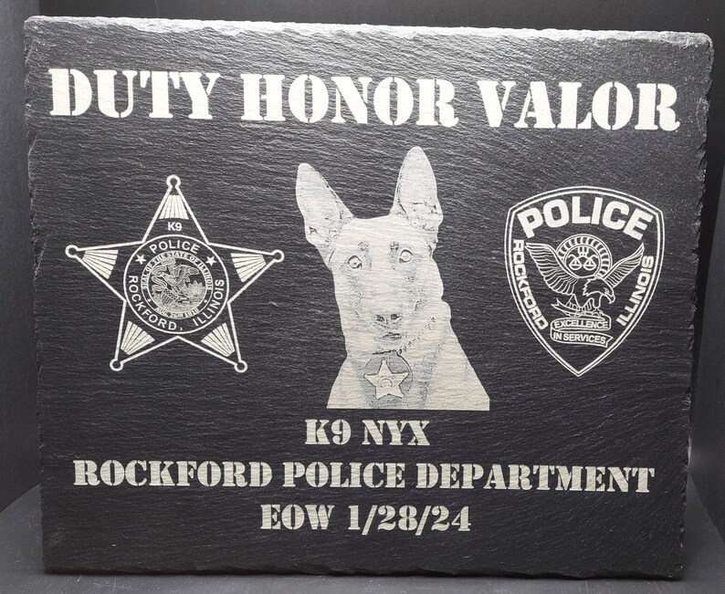 Custom Designed Law Enforcement K9 Laser Engraved Slate 12x10 Memorial ...