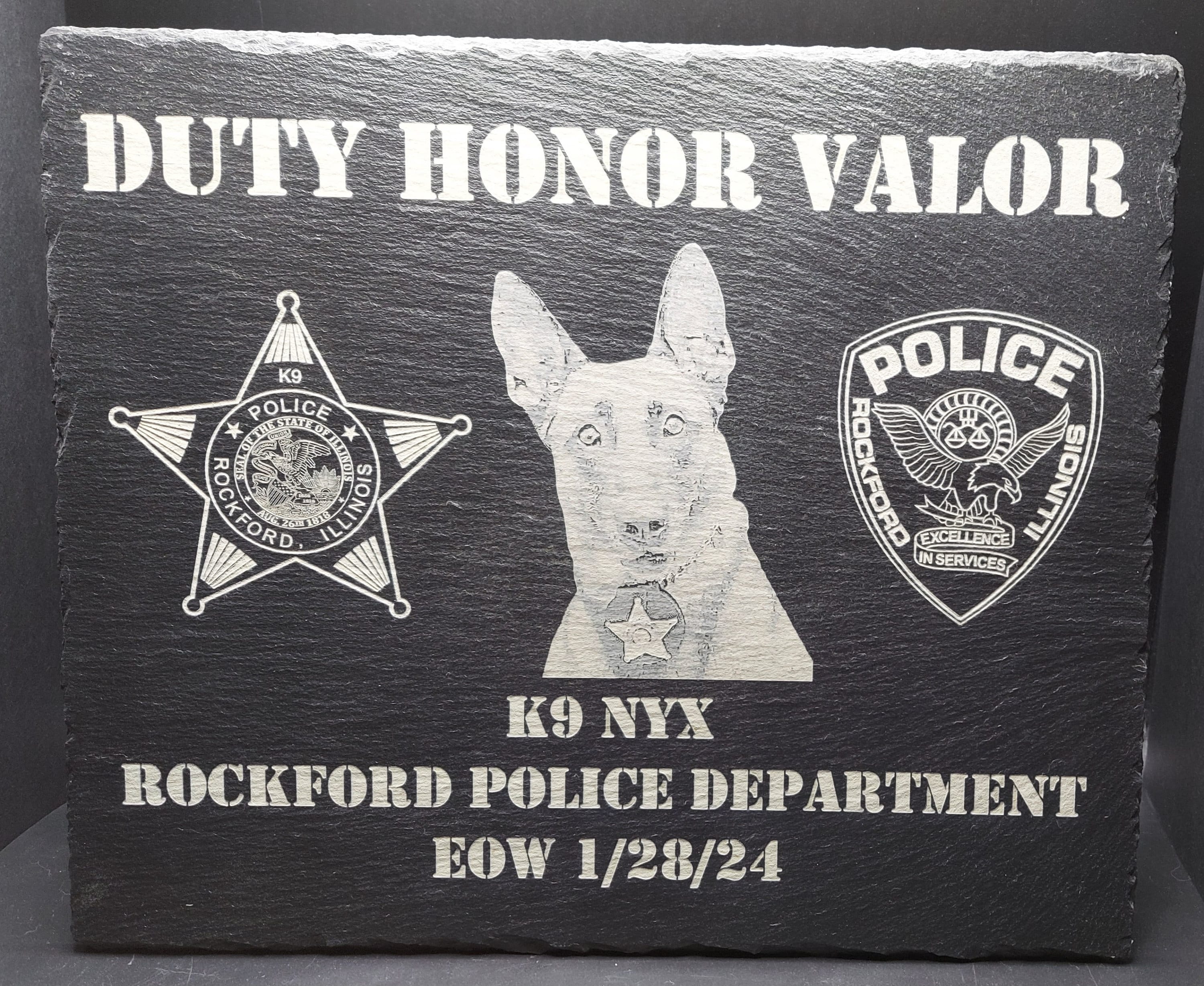 Custom Designed Law Enforcement K9 Laser Engraved Slate 12x10 Memorial ...