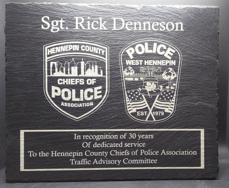 Custom Police Officer or K9 Designed Laser Engraved Slate Retirement ...