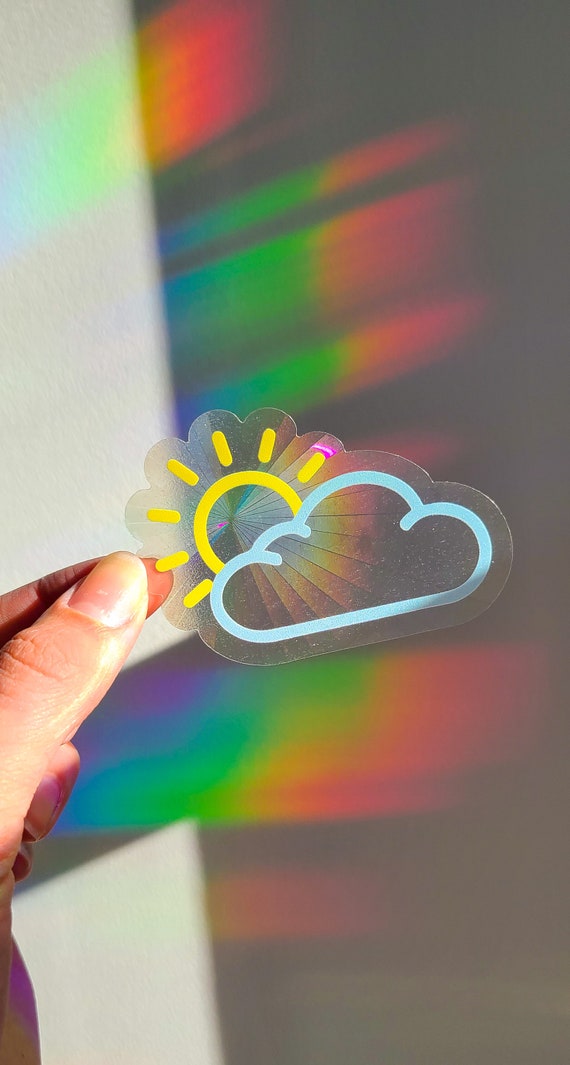 Cloud and Sun Suncatcher Sticker // Rainbow Maker // Prismatic - Etsy