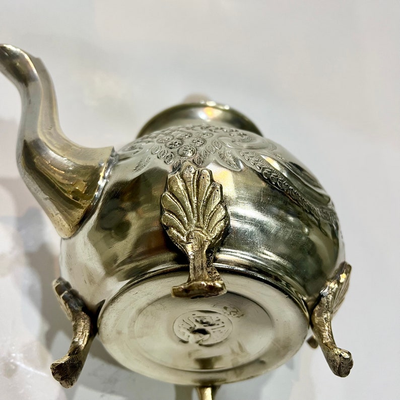 Vintage Moroccan Teapot Handmade Silver Plated Alpaca Engraved Moroccan ...