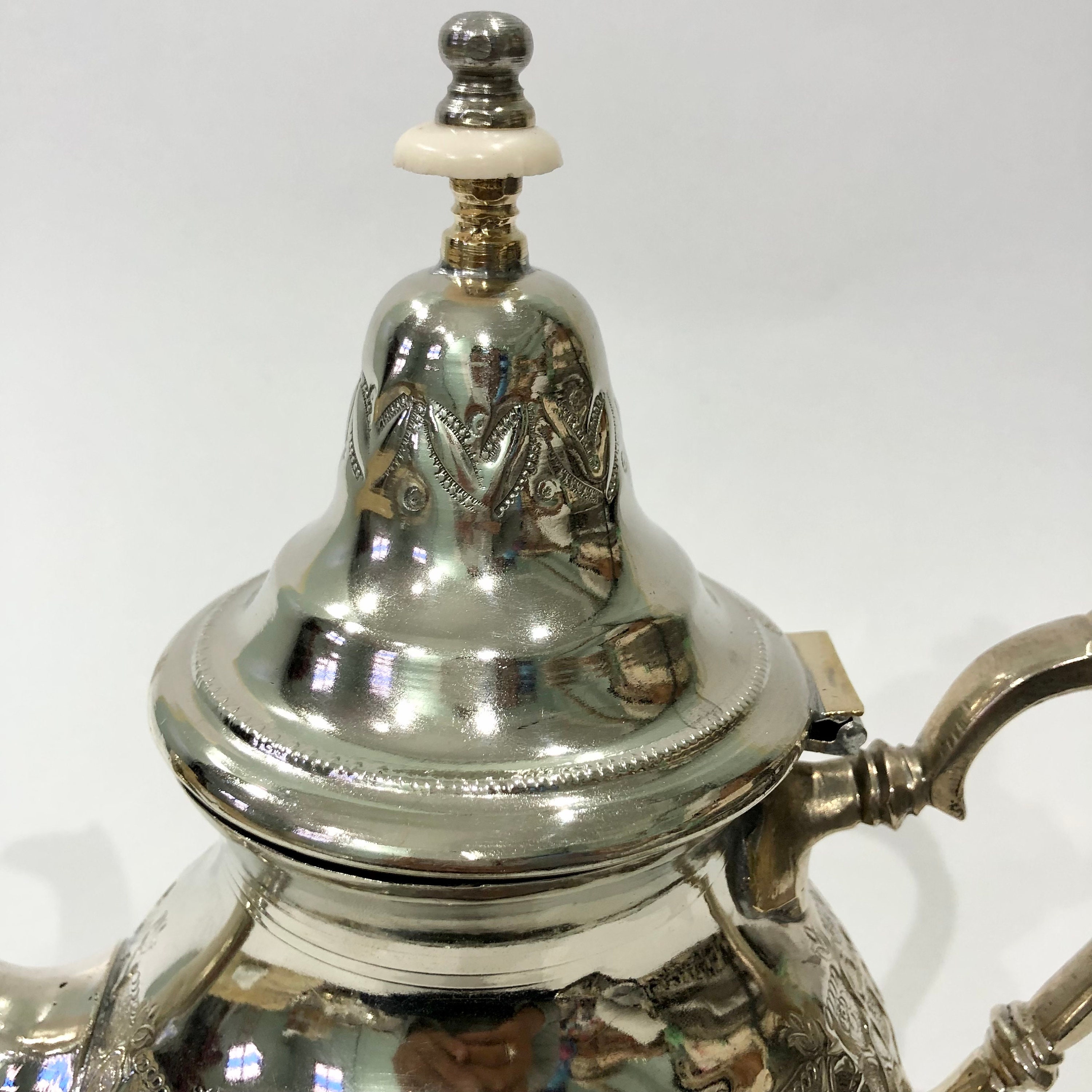 Vintage Moroccan Teapot Handmade Silver Plated Alpaca Engraved - Etsy