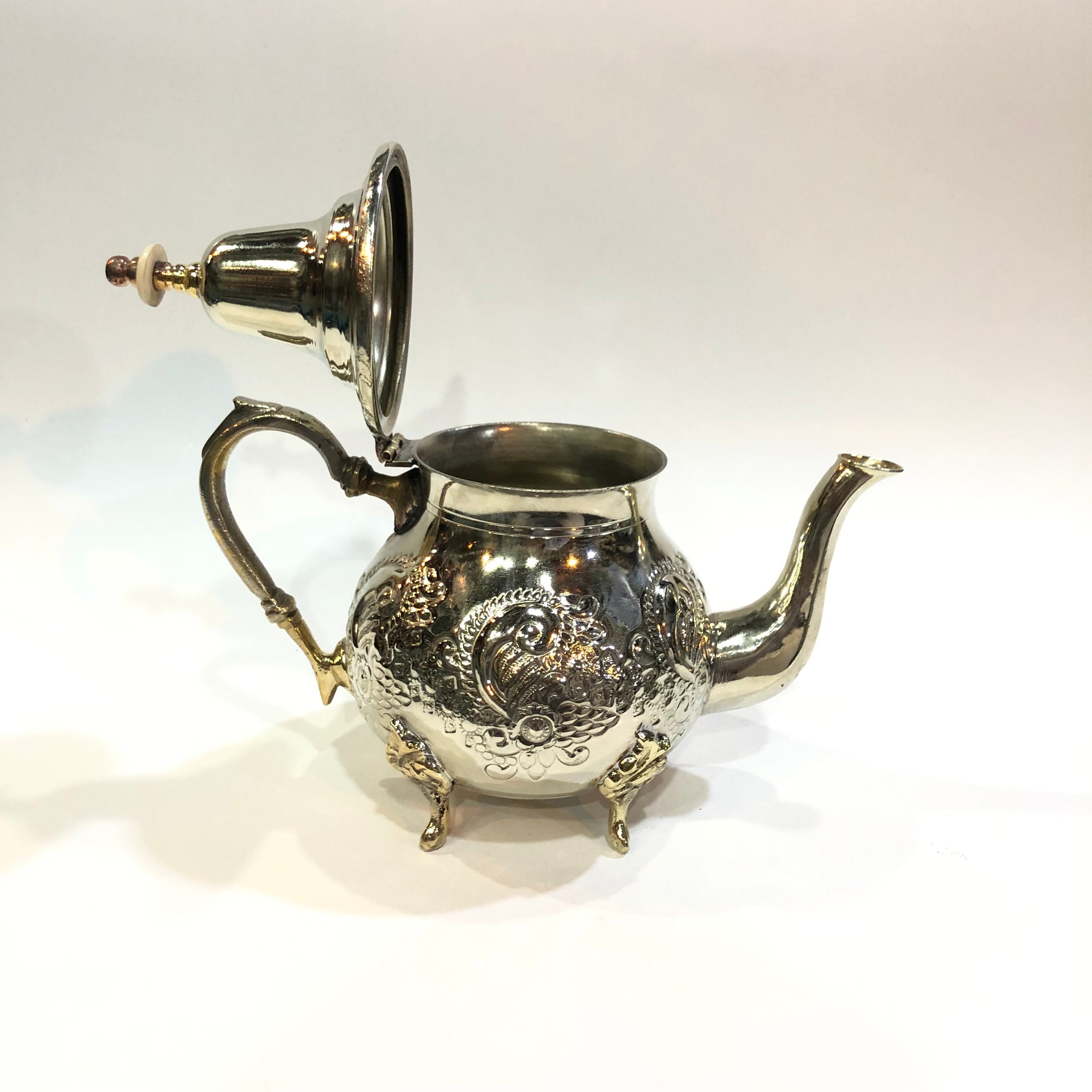 Vintage Moroccan Teapot Handmade Silver Plated Alpaca Engraved - Etsy