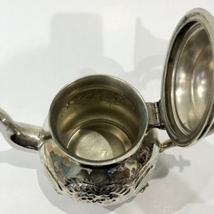 Vintage Moroccan Teapot Handmade Silver Plated Alpaca Engraved Moroccan ...