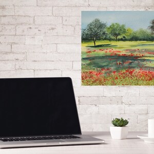 Art Print on Paper of Original Watercolor, "darom Adom"-red Anenomes in ...