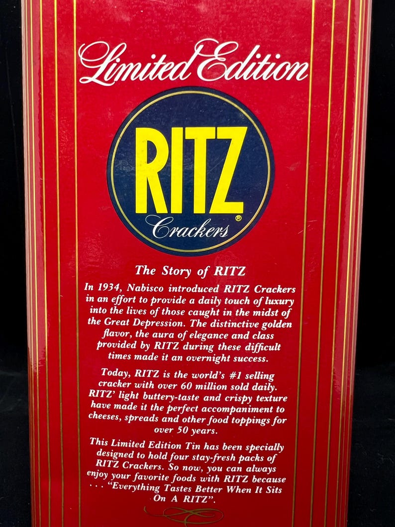 Vintage 1986 Nabisco Ritz Crackers Tin Can Limited Edition Collectible ...