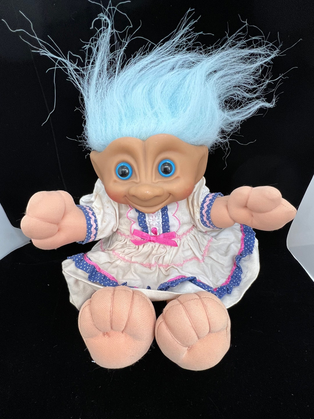 Vintage 1991 Treasure Troll Doll Blue Hair/blue Belly Gem - Etsy