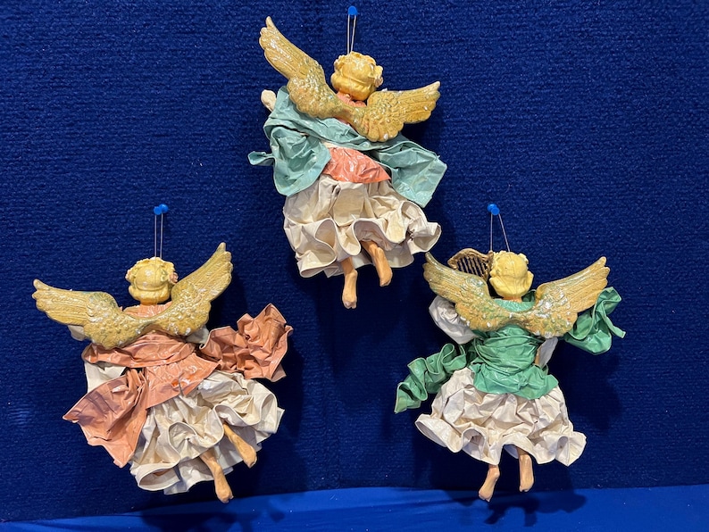9” Vintage Italian Cartapesta Style Paper-mache Painted Christmas Angel ...