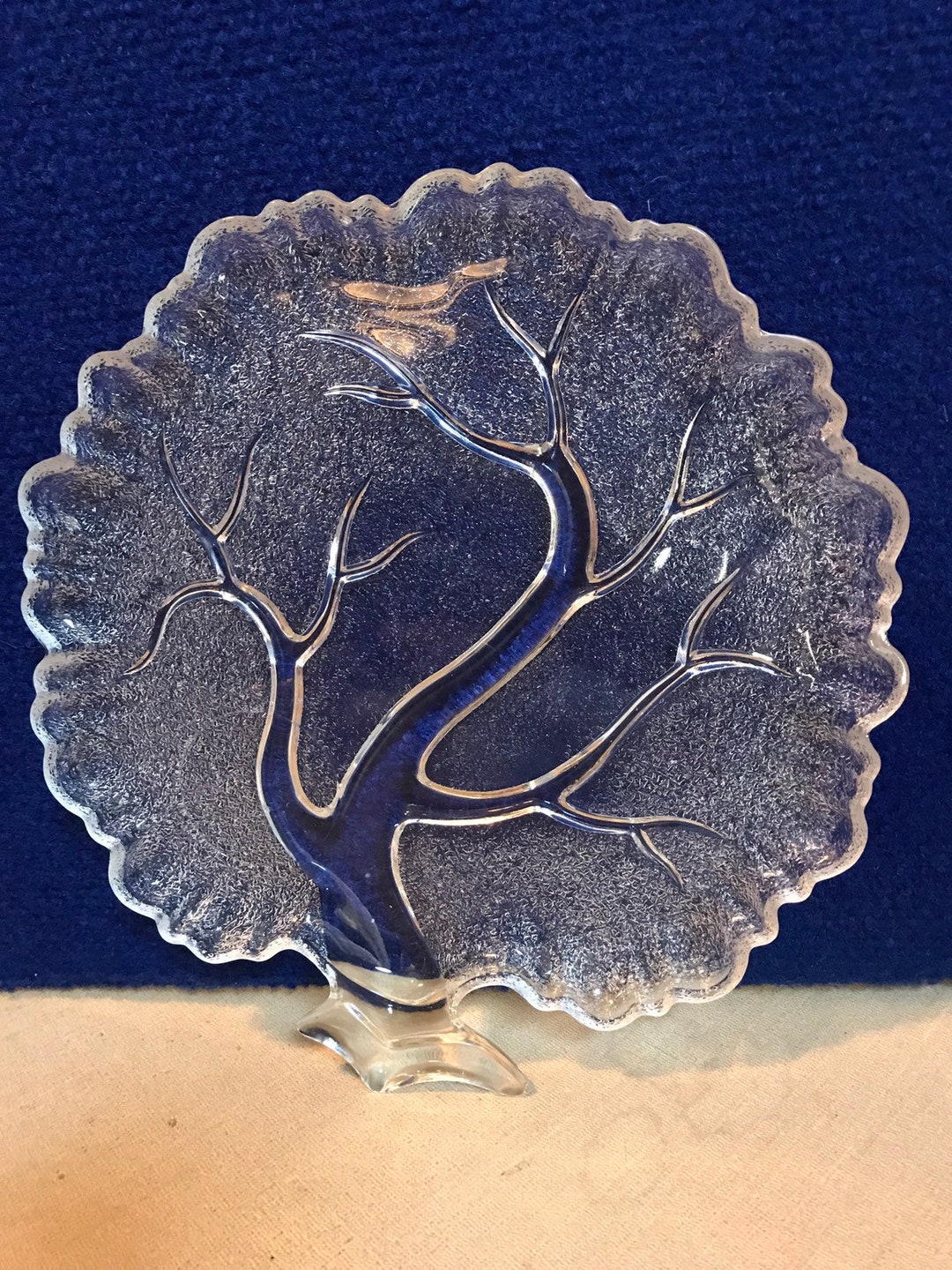 Set of 5 Vintage Clear Frosted Glass Tree Shape Snack Plates - Etsy