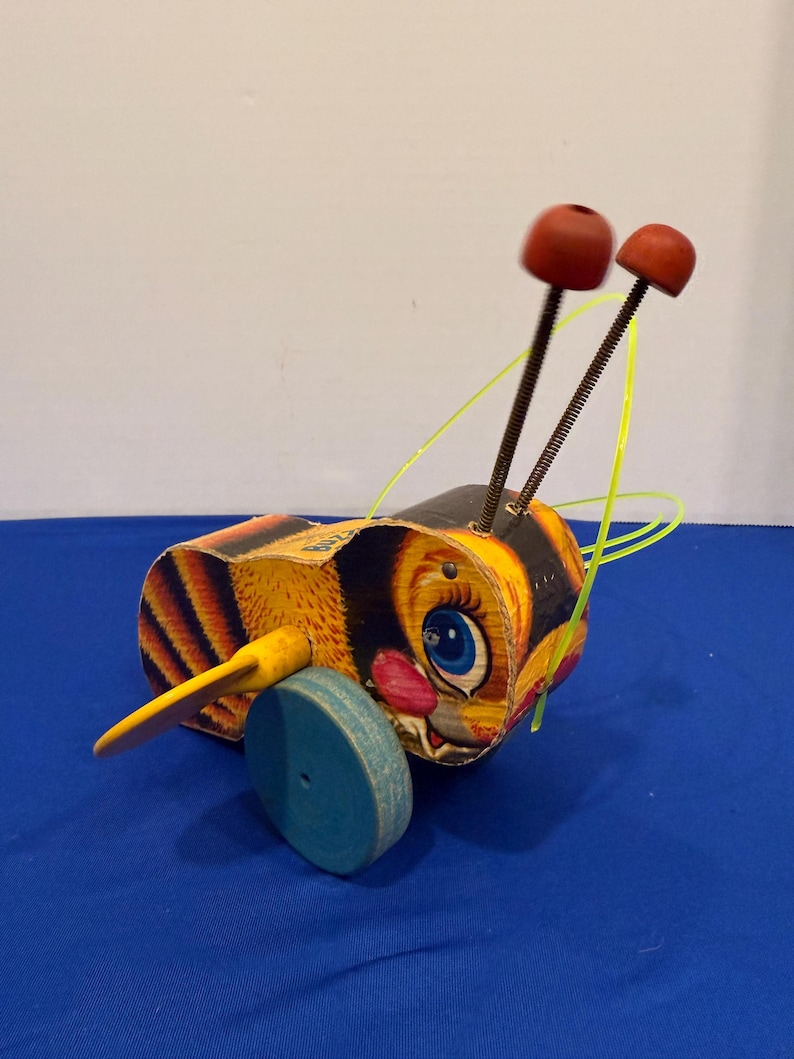 Vintage Fisher-price Buzzy Bee Pull Toy #325 Wooden Mid-century Toddler ...