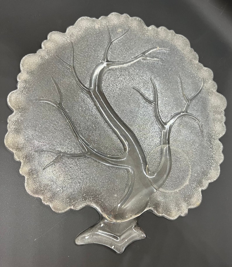 Set of 5 Vintage Clear Frosted Glass Tree Shape Snack Plates - Etsy
