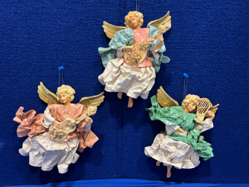 9” Vintage Italian Cartapesta Style Paper-mache Painted Christmas Angel ...