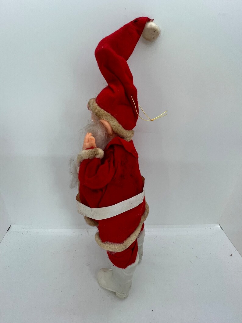 Antique Poseable Straw Stuffed Santa, Japan Plastic Boots Rubber Face ...