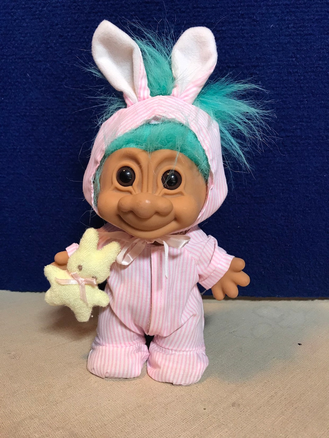 Vintage 8" Easter Bunny Troll Doll With Turquoise Hair - Etsy