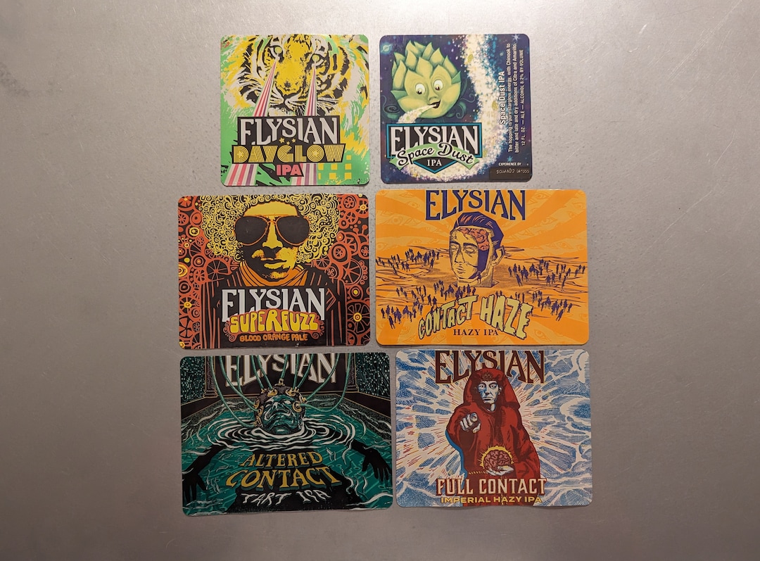 Craft Beer Magnet Elysian Brewing Space Dust, Superfuzz Pale, Dayglow ...