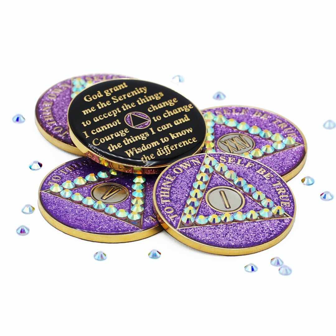 Crystalized Purple Glitter Triplate AA Coins - Etsy