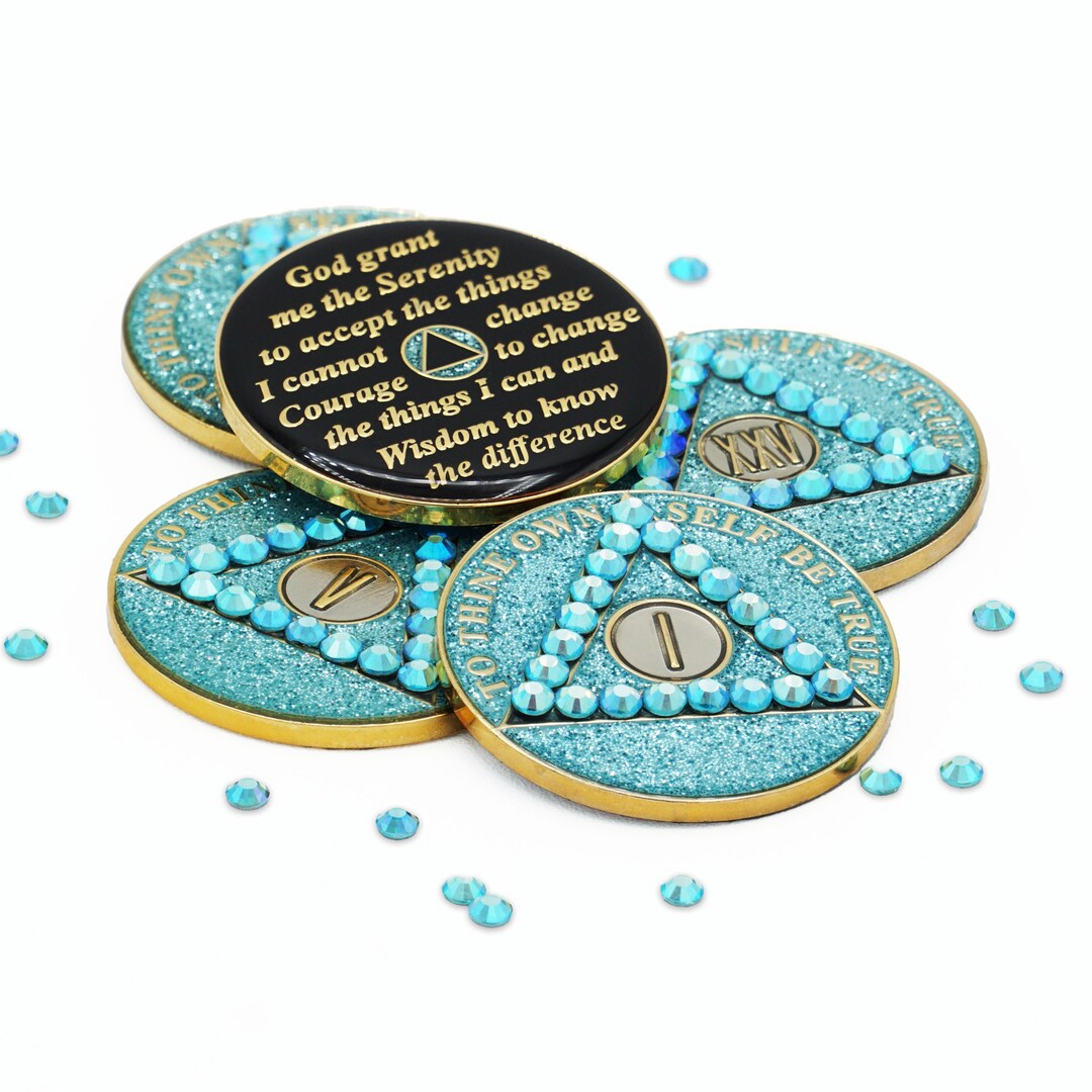 Crystalized Glitter Blue AA Coins - Etsy