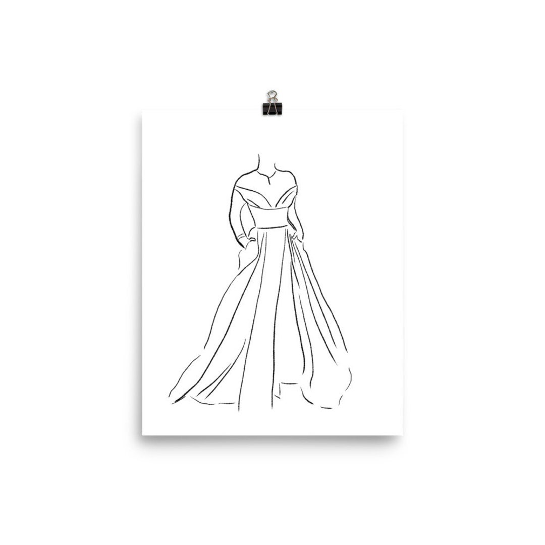 Line Art Dress Art Print, Wall Art, Decor - Etsy