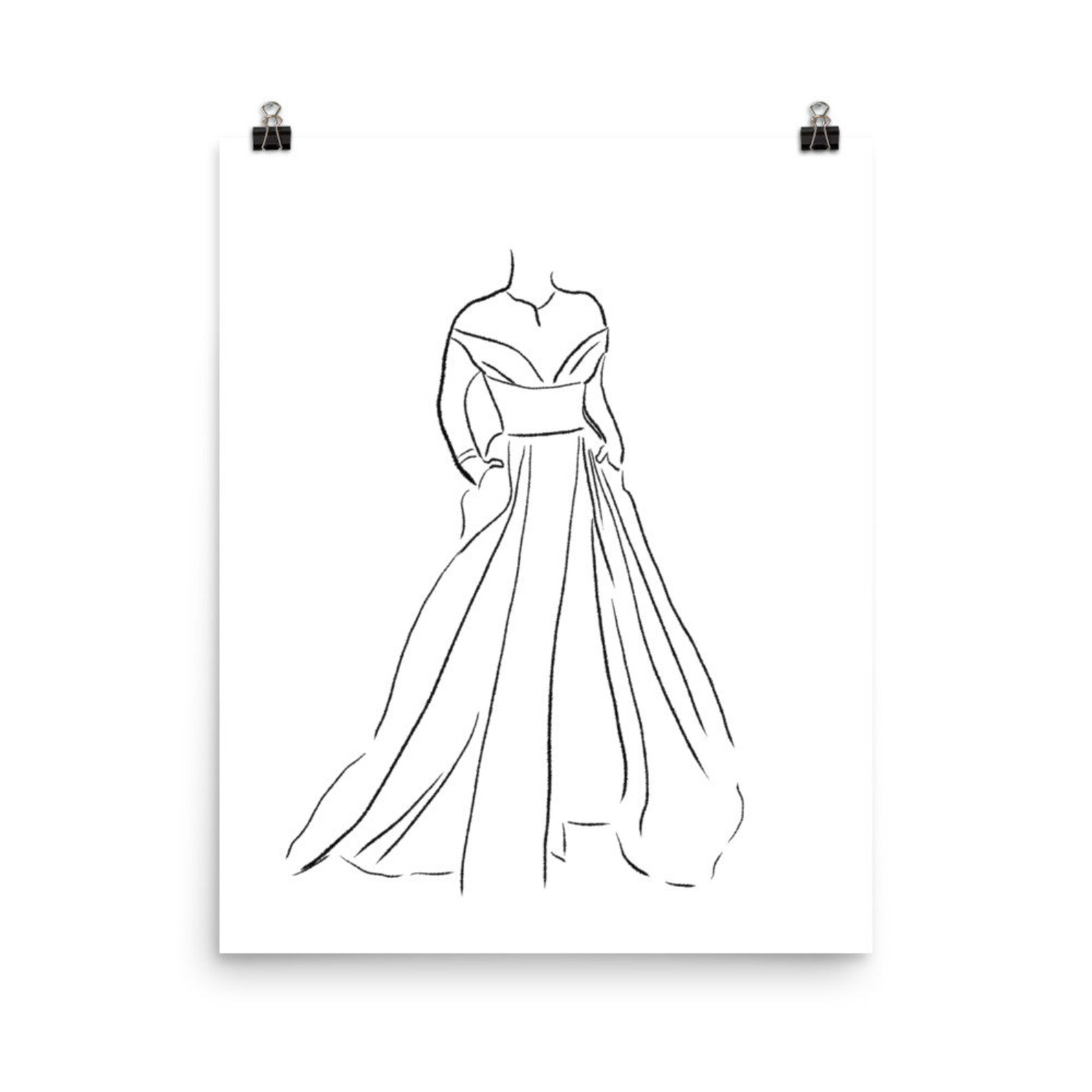 Line Art Dress Art Print, Wall Art, Decor - Etsy