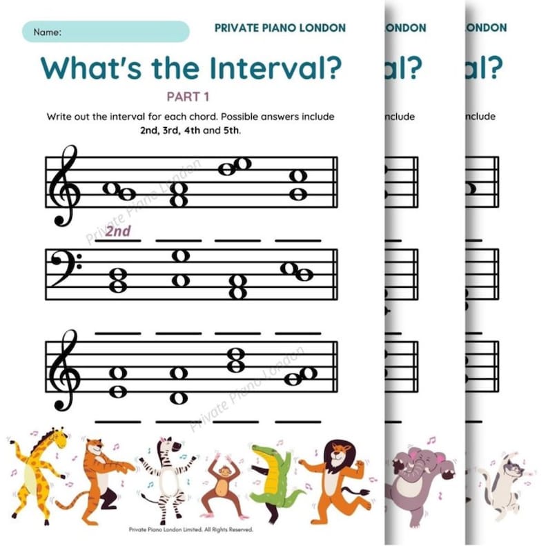 Music Theory for Children - What's the Interval? (4 Worksheets) - Etsy