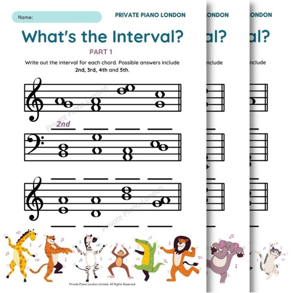 Music Theory for Children - What's the Interval? (4 Worksheets) - Etsy